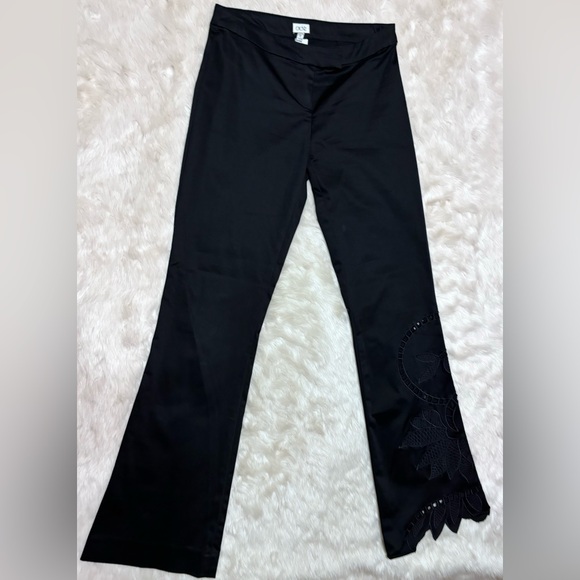 Cache | Pants & Jumpsuits | Cache Black Flare Pants With Embroidered ...